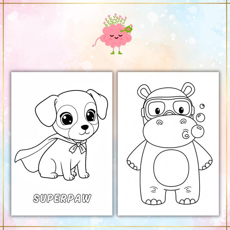 100 Kawaii Animals Coloring Pages, Preschool Toddler Designs (digital ...