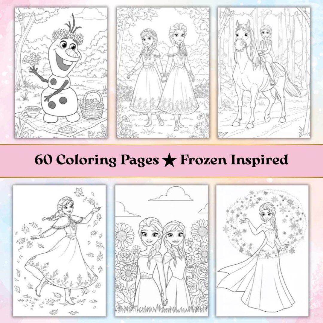 60 Frozen Inspired Coloring Pages, Elsa Anna Olaf Kristoff Sven, Winter ...
