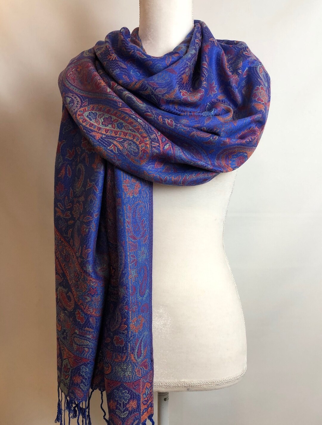 Royal Blue Pashmina Shawl Made of Soft Viscose Ultralight. Colorful ...