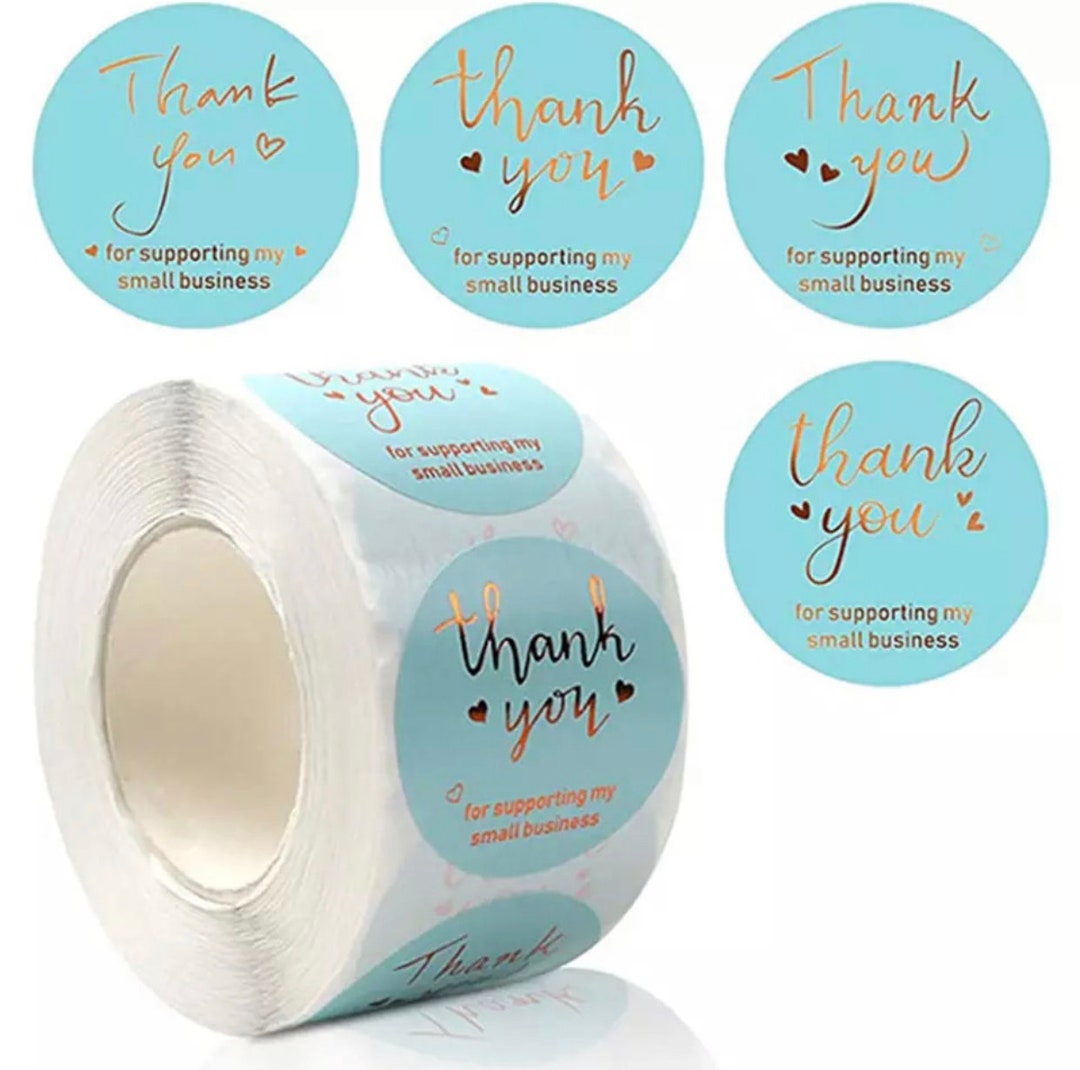 1.5 Turquoise Thank You Stickers, Blue Thank You Stickers, Craft ...