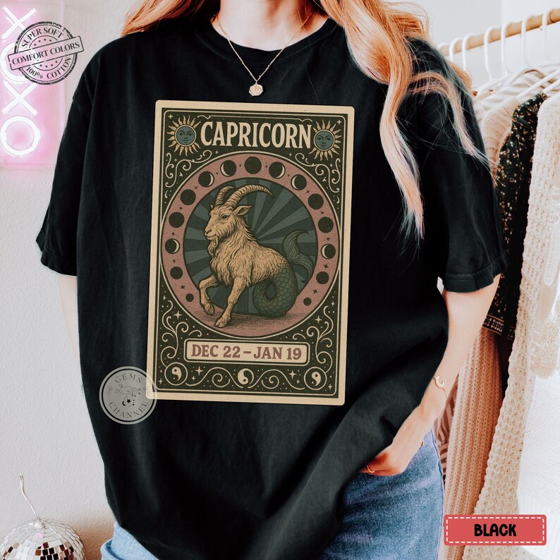 Comfort Colors* Capricorn Zodiac T-shirt - Vintage Astrology Shirt ...