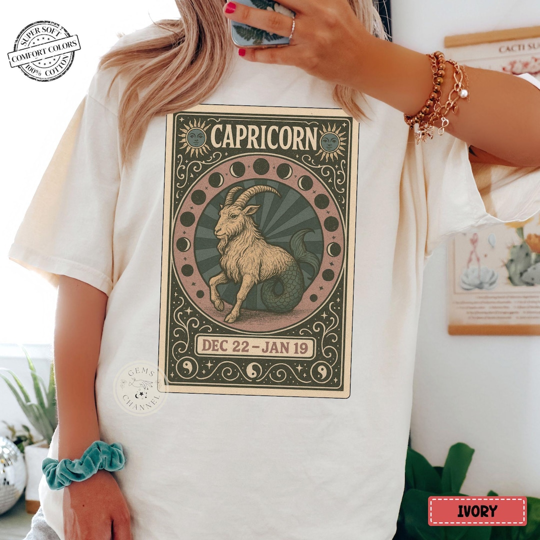 Comfort Colors* Capricorn Zodiac T-shirt - Vintage Astrology Shirt ...