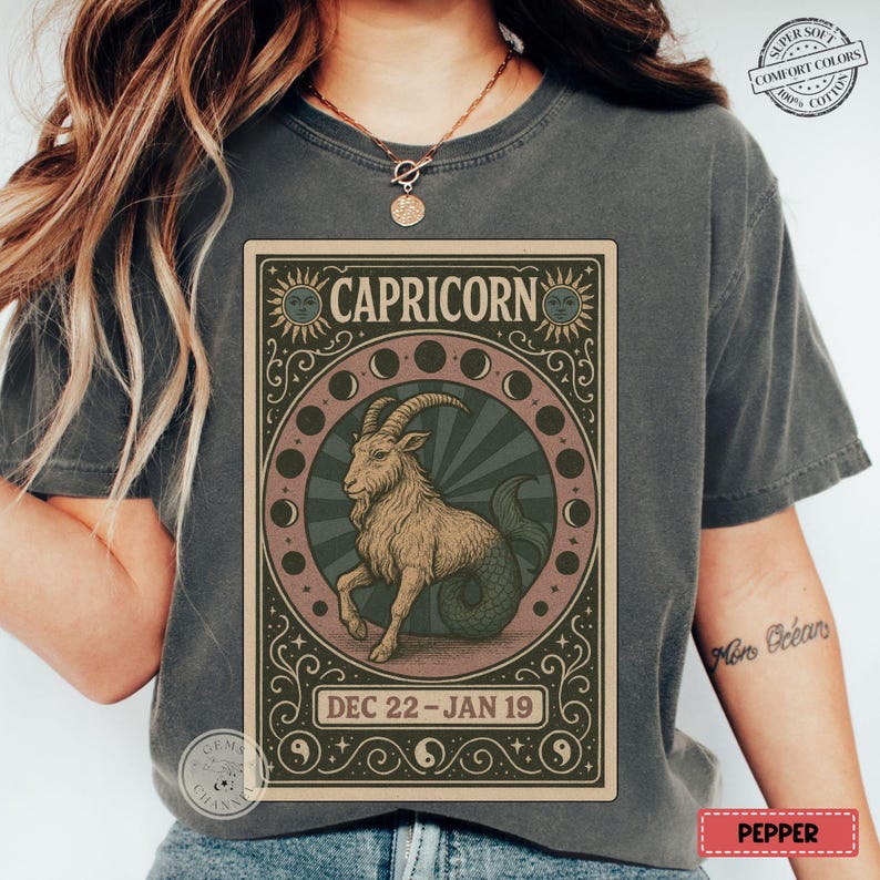 Comfort Colors* Capricorn Zodiac T-shirt - Vintage Astrology Shirt ...
