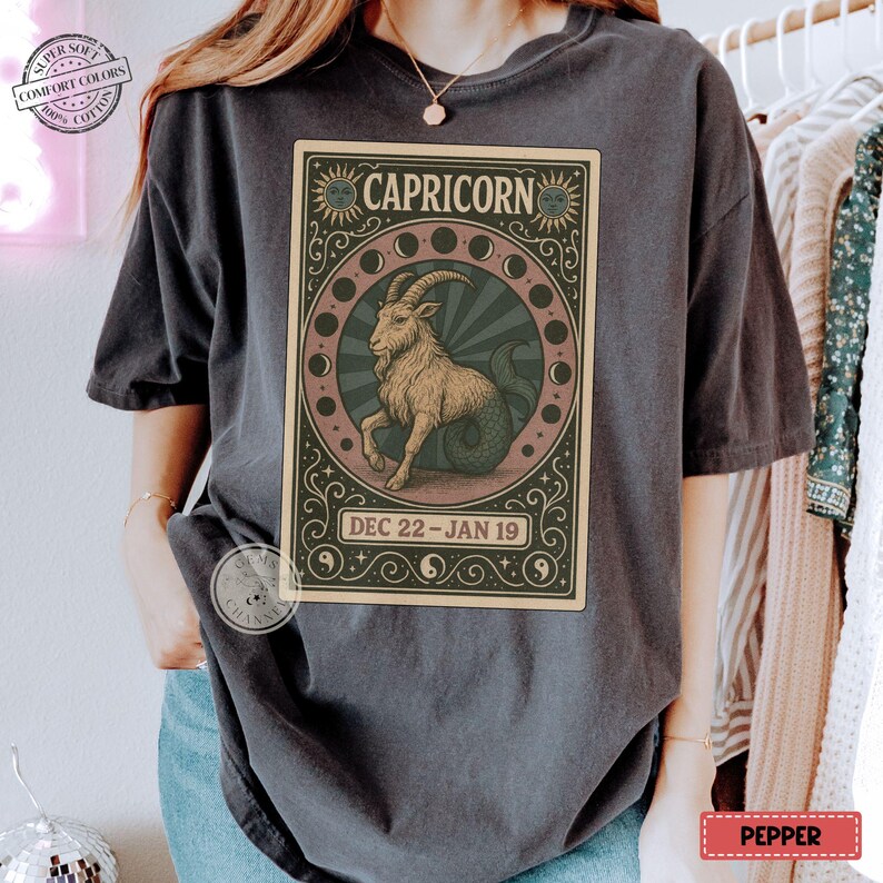 Comfort Colors* Capricorn Zodiac T-shirt - Vintage Astrology Shirt ...