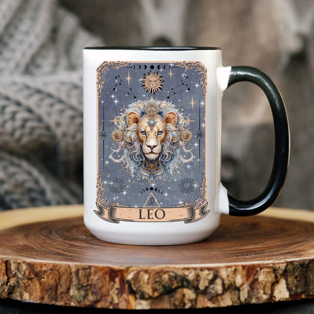 Leo Zodiac Mug, Tarot Leo Birthday Mug, Leo Gift, Astrology Zodiac Mug ...