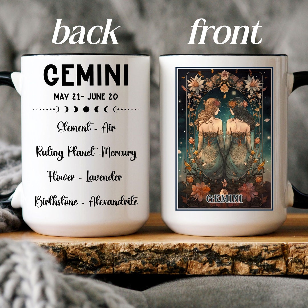 Gemini Zodiac Mug, Tarot Gemini Birthday Mug, Gemini Gift, Astrology ...