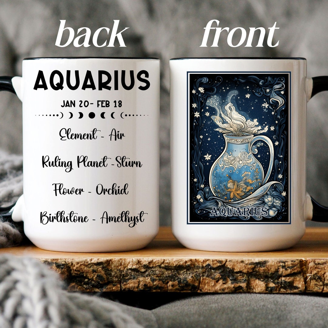 Aquarius Zodiac Mug, Tarot Aquarius Birthday Mug, Aquarius Gift ...