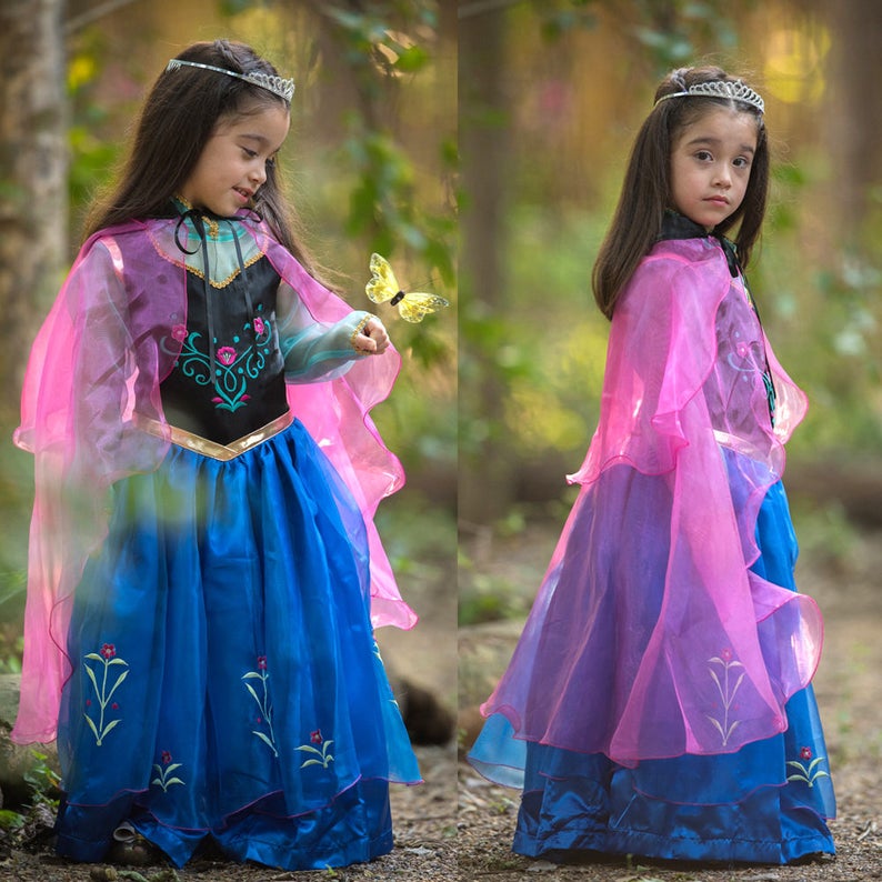 Anna Princess Dress With Cape anna Ball Gown Princess Dress - Etsy Hong ...