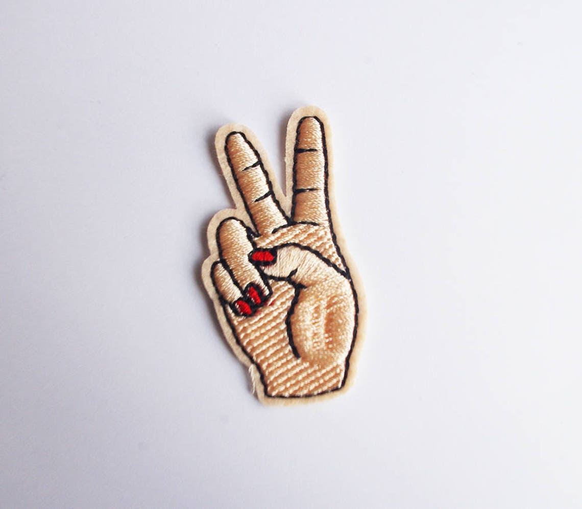 Victory Finger Patch V Sign Peace Symbol Iron on Girl Hand - Etsy
