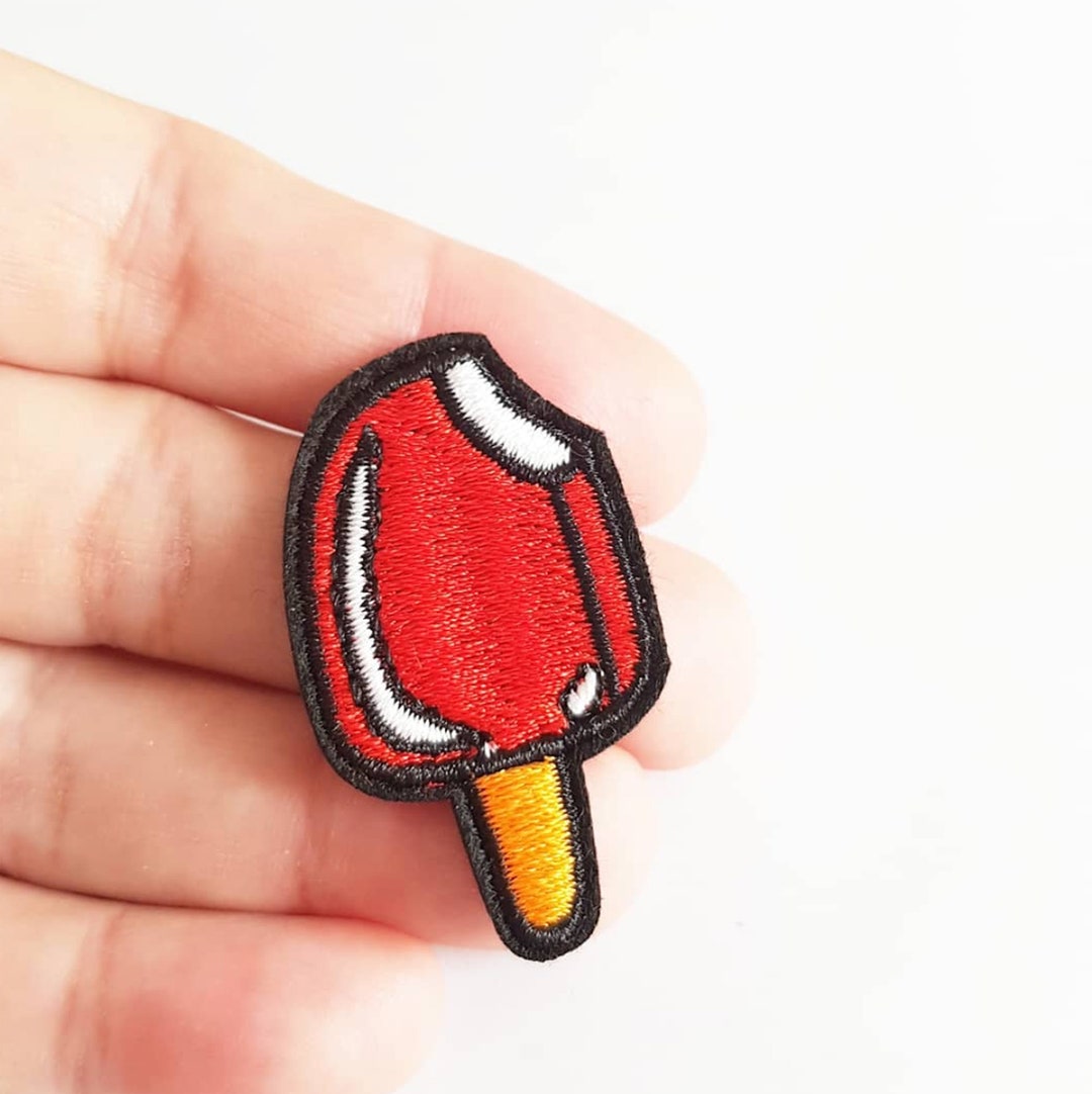 Red Ice Cream Patch Red Icecream Iron on Patches Beach Embroidery ...