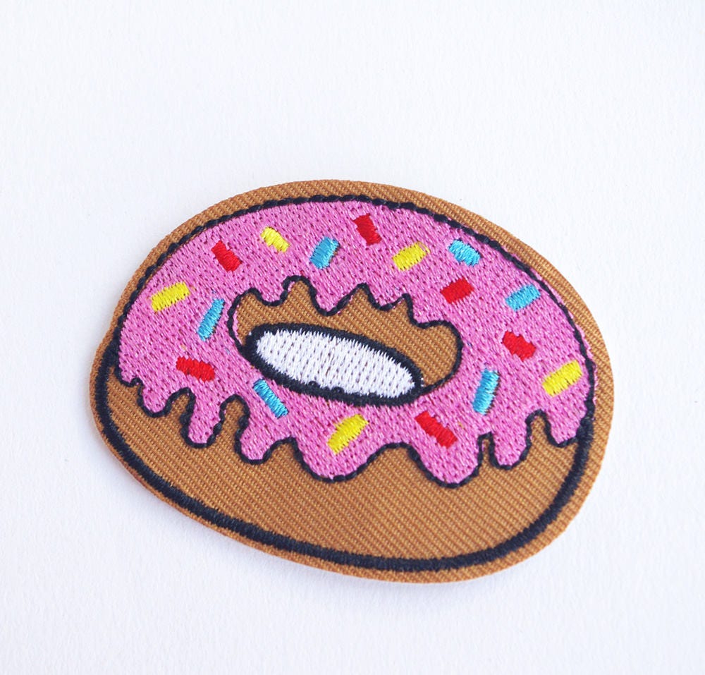Large Pink Donut Patch Sweetmeat Iron on Patch Embroidered - Etsy UK