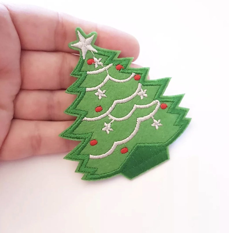 Christmas Tree Patch Santa Iron on Xmas Gift Kids DIY Ugly Sweater ...