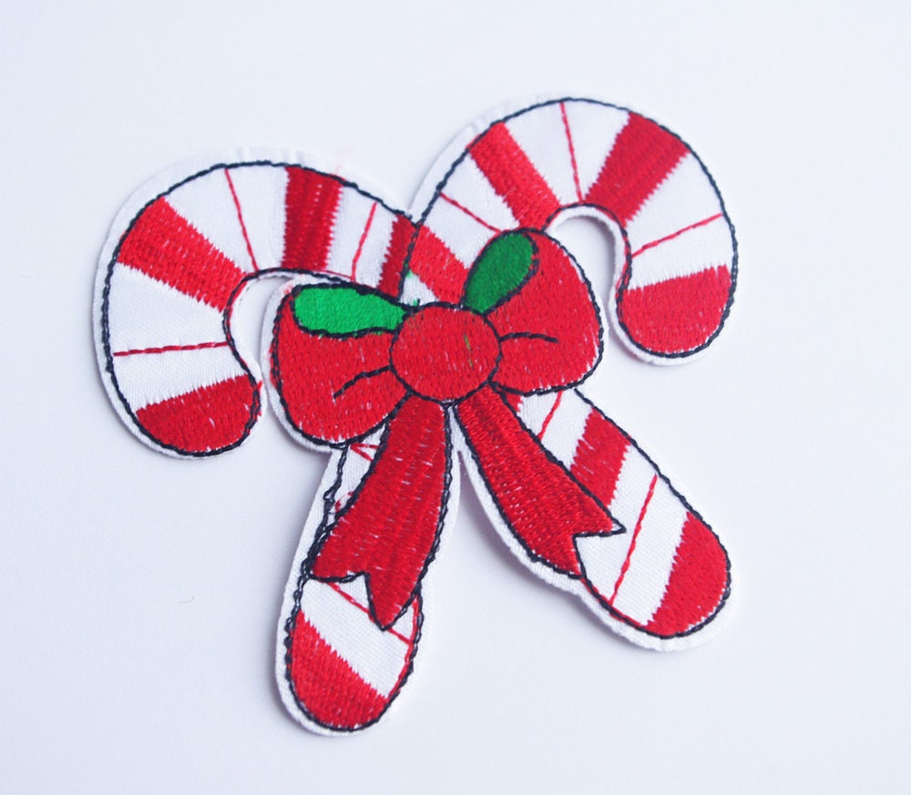 Christmas Candy Cane Patch Sugar Canes Iron on Xmas Gift Kids DIY Ugly ...