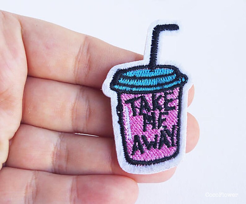 Soda Cup Patch Fast Food Drink Iron on Patches Straw Cup - Etsy