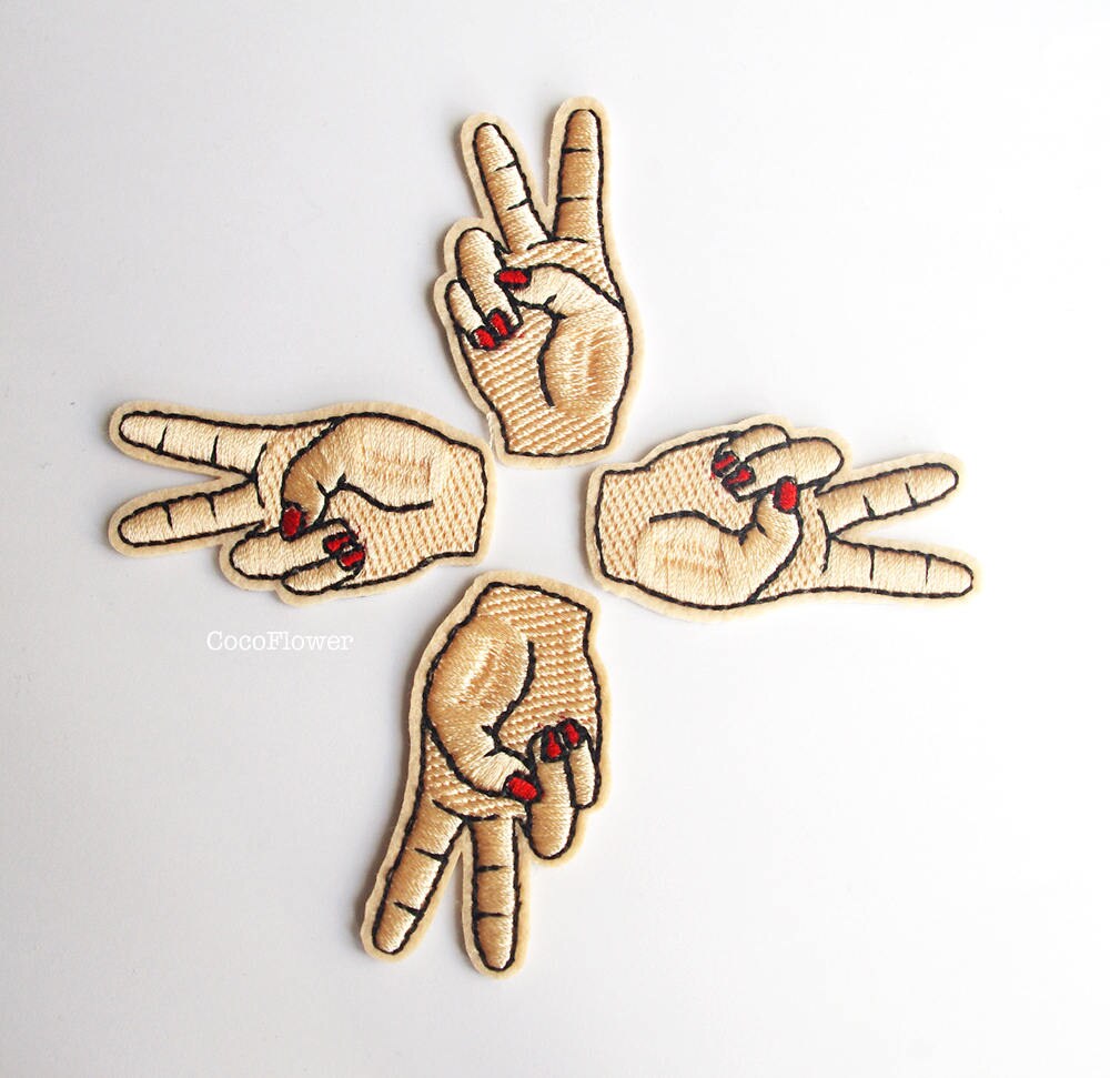 Victory Finger Patch V Sign Peace Symbol Iron on Girl Hand - Etsy
