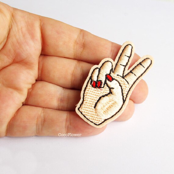Victory Finger Patch V Sign Peace Symbol Iron on Girl Hand - Etsy