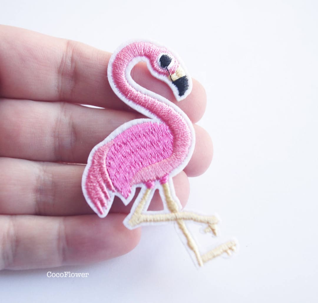 Pink Flamingo Patch Iron on Patch Embroidered Summer Applique Trendy ...