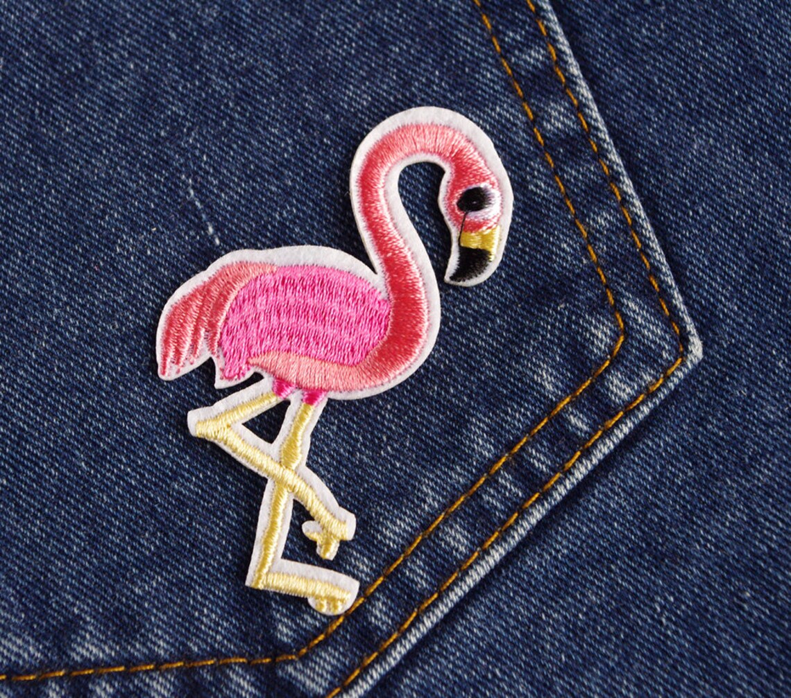 Pink Flamingo Patch Iron on Patch Embroidered Summer Applique Trendy ...