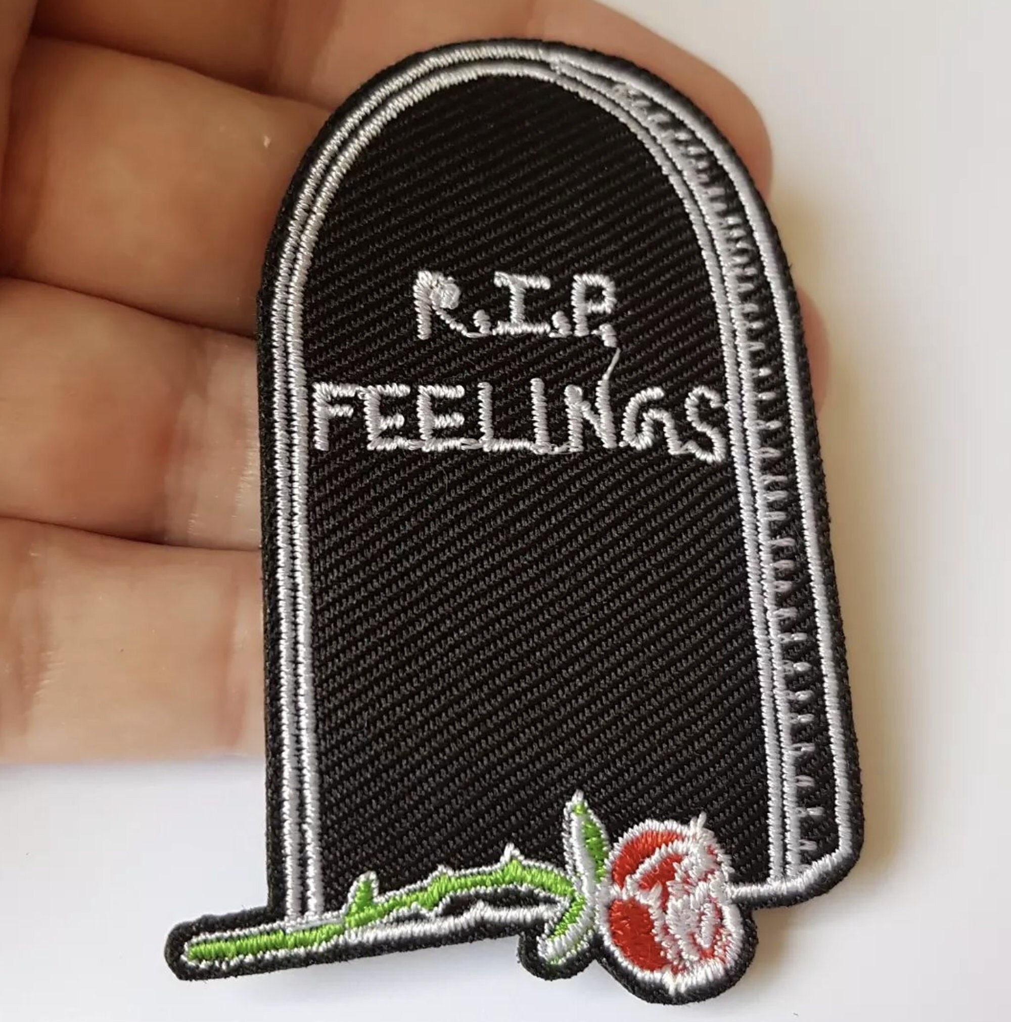 Grave Patch Tomb With RIP FEELING Gothic Iron on Black and White Falls ...