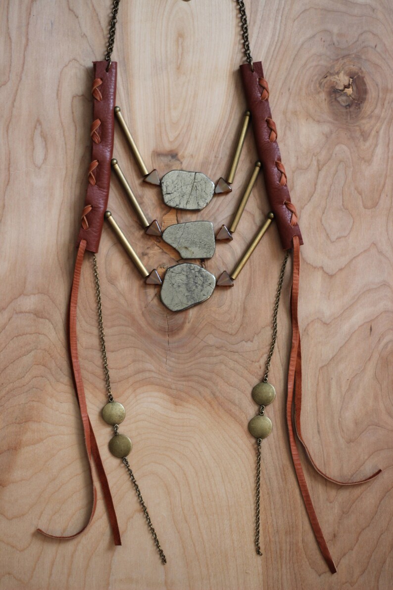 Bronze Dynasty Leather Ladder Necklace Festival Style Tribal | Etsy