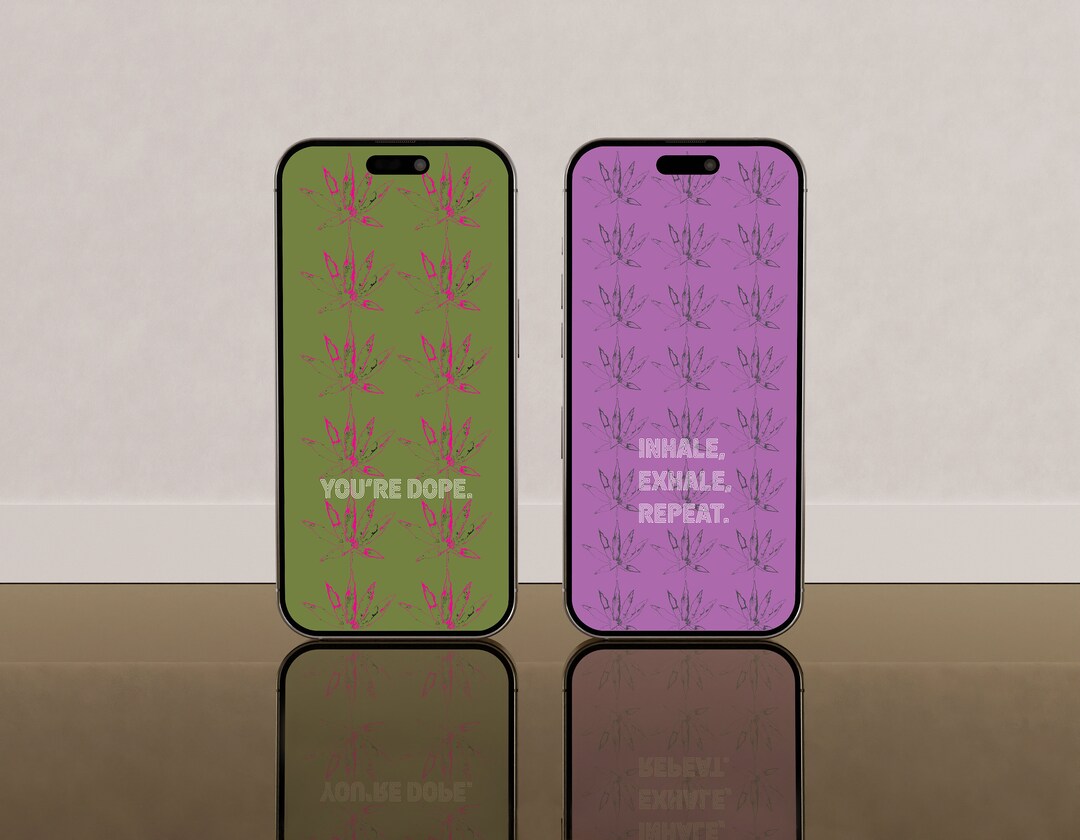 Set of 2 Original Art Cannabis Pattern You're Dope Inhale Exhale Repeat ...