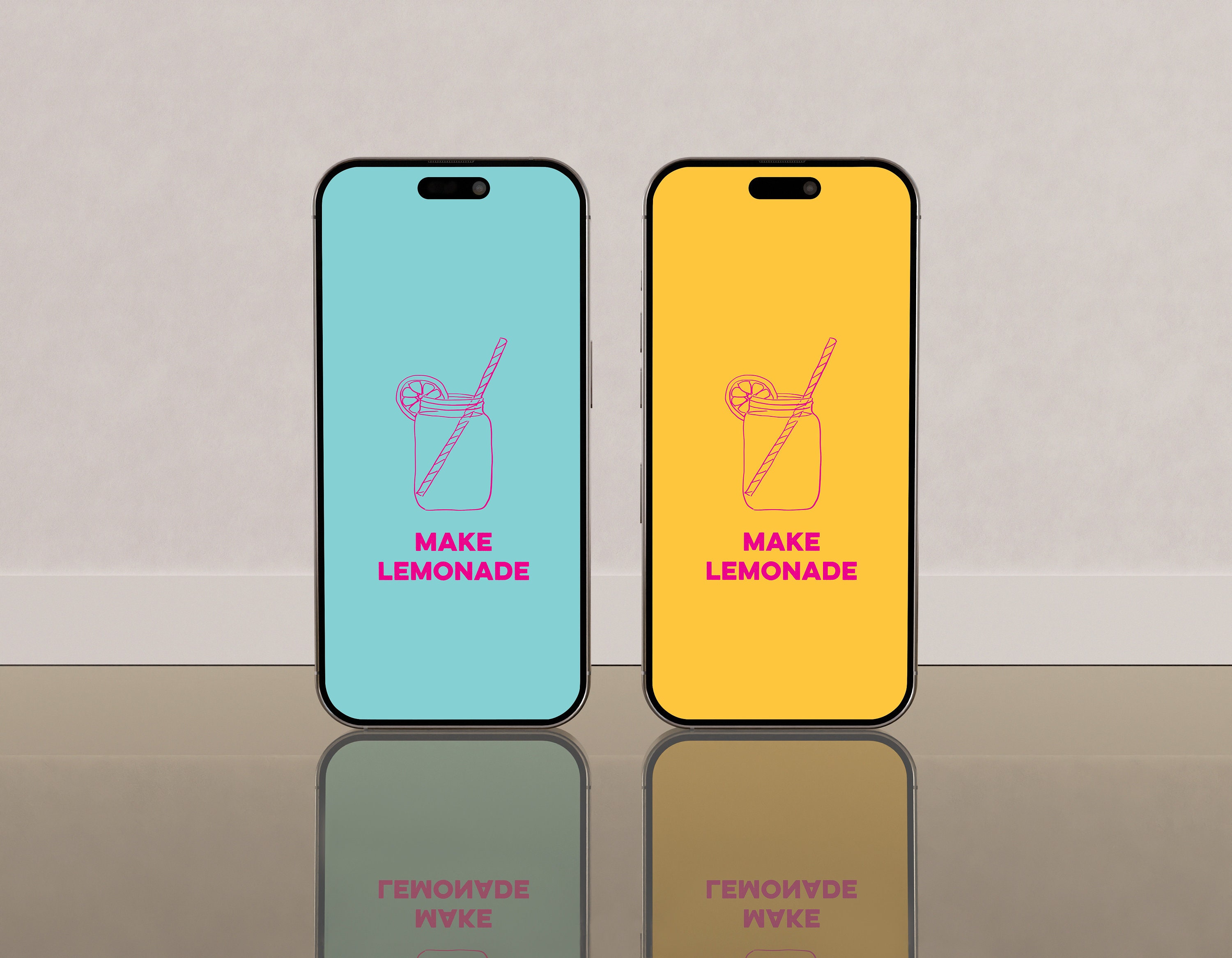 Set of 2 Make Lemonade Doodle Design Smart Phone Screen Wallpaper ...