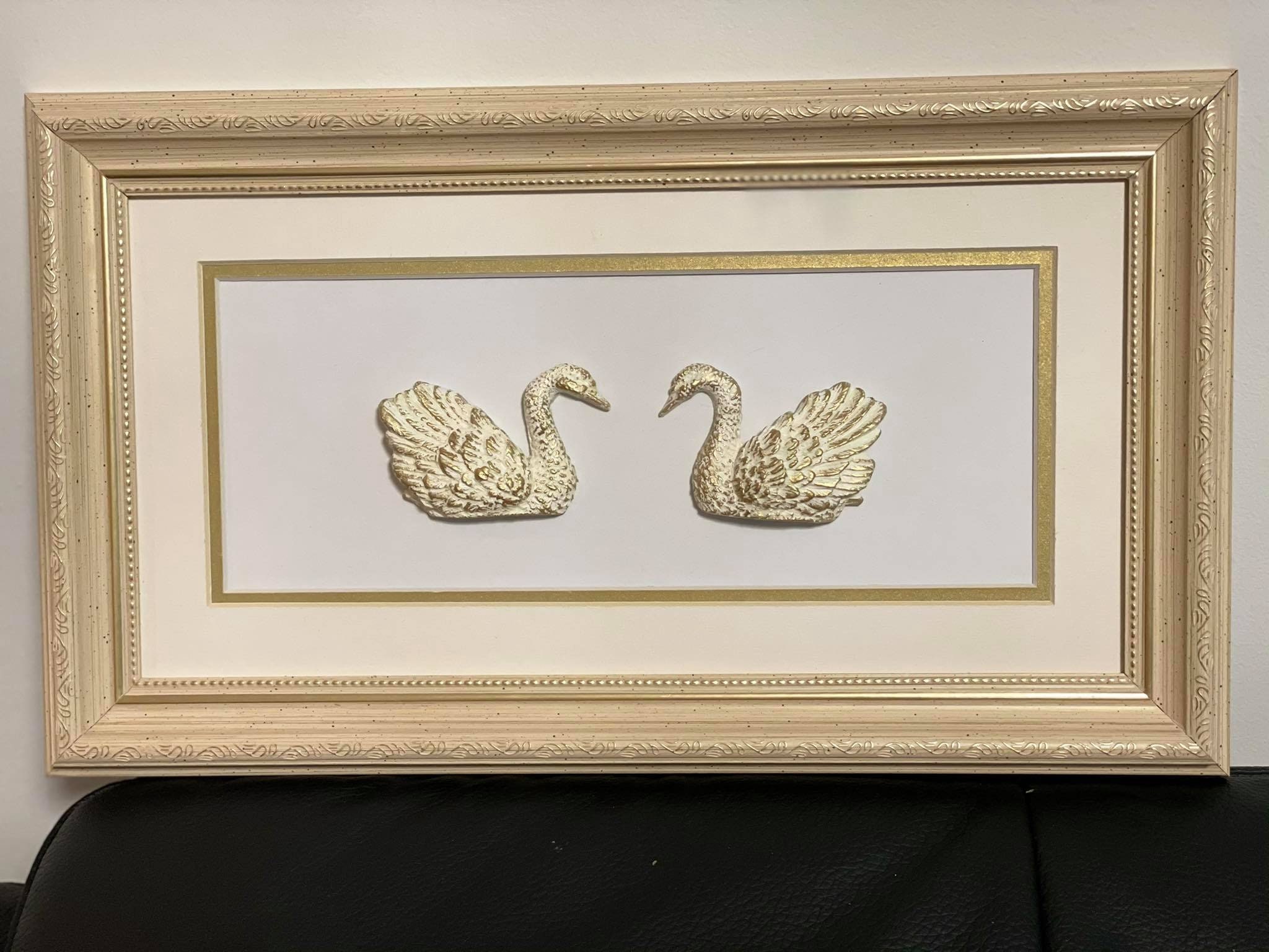 White Swan Frame Picture Art Decor - Etsy