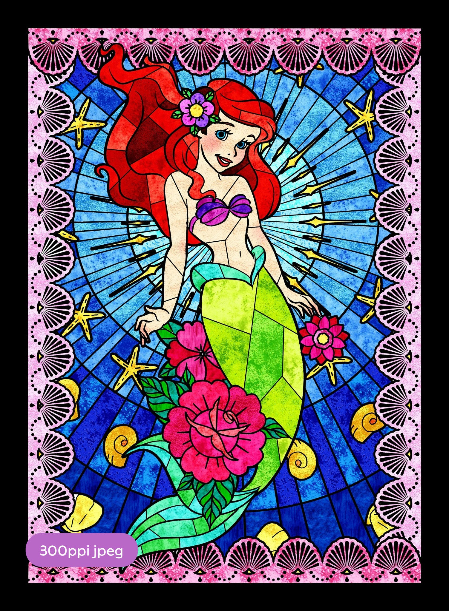 Princess Stained Glass Clip Art, Instant Download, Great for Wall Art ...