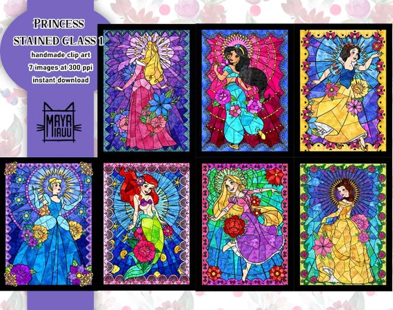 Princess Stained Glass Clip Art Instant Download Great for - Etsy