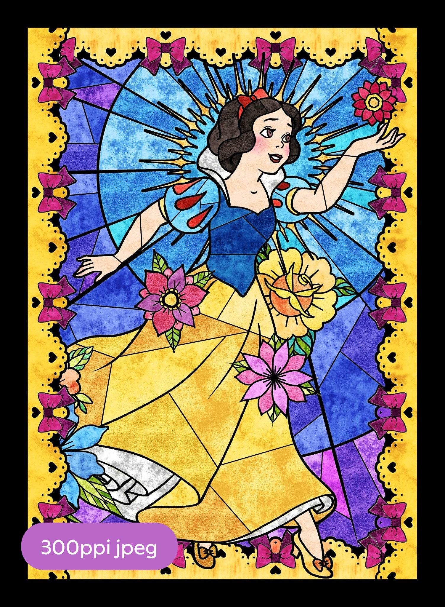 Princess Stained Glass Clip Art, Instant Download, Great for Wall Art ...