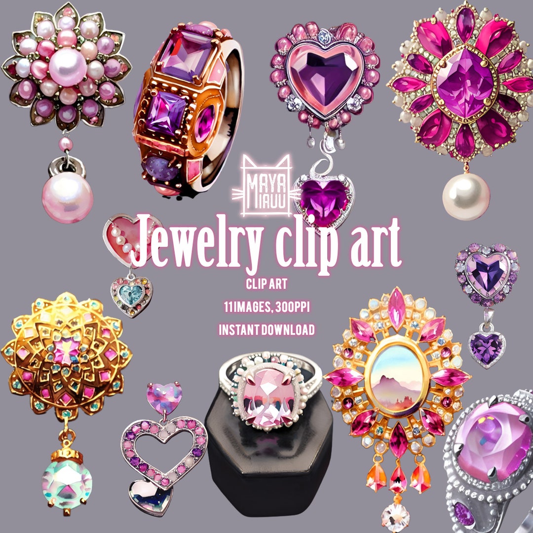 Jewelry in Watercolor Beautiful Pink Gold and Silver Jewelry, Jewelry ...