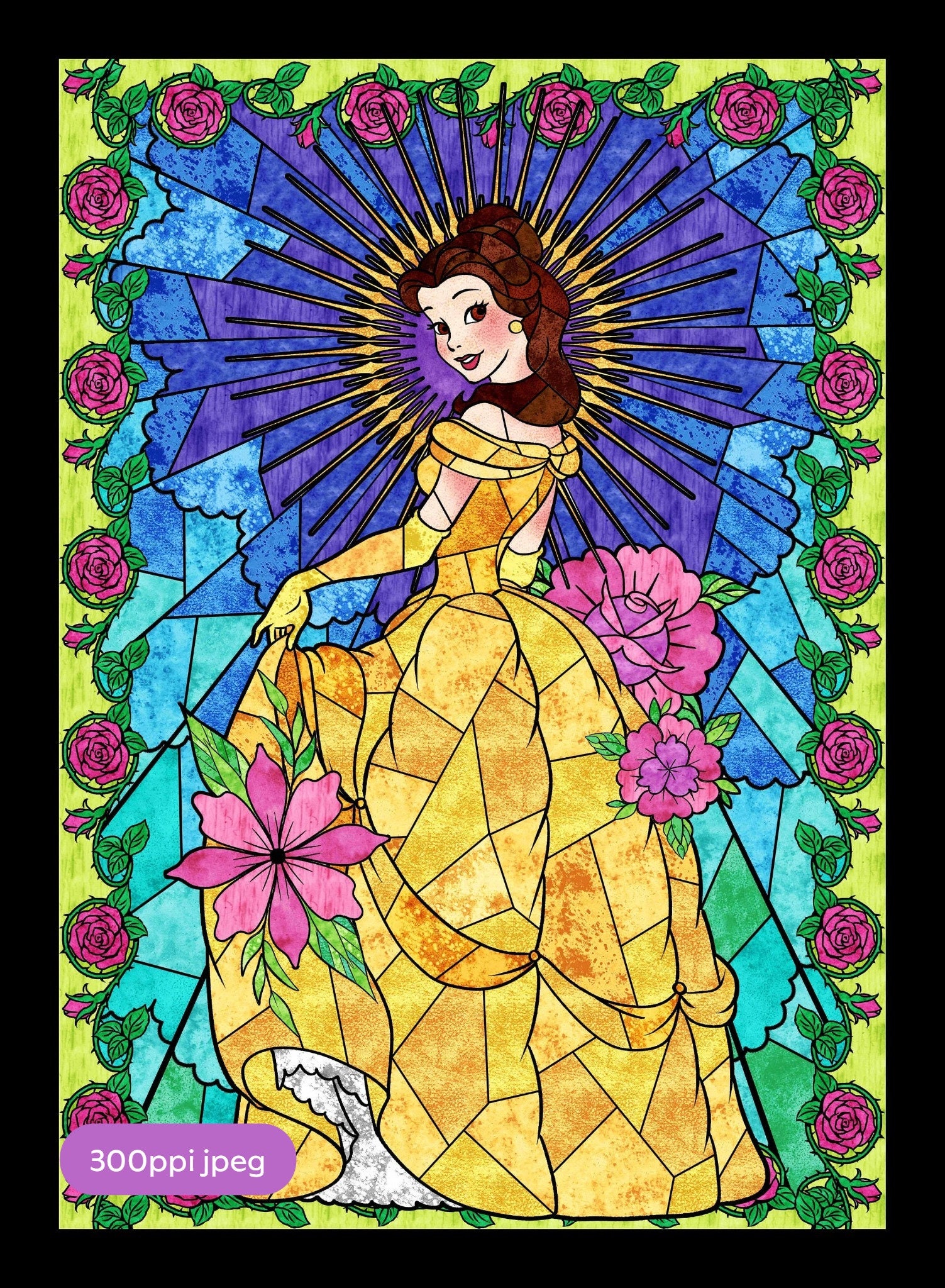Princess Stained Glass Clip Art Instant Download Great For Etsy España