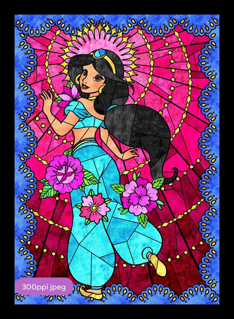 Princess Stained Glass Clip Art, Instant Download, Great for Wall Art ...