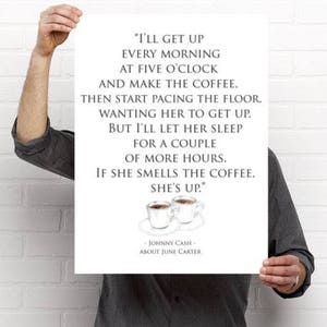 Johnny Cash Coffee Print, June Carter and Johnny Cash Print, Johnny ...