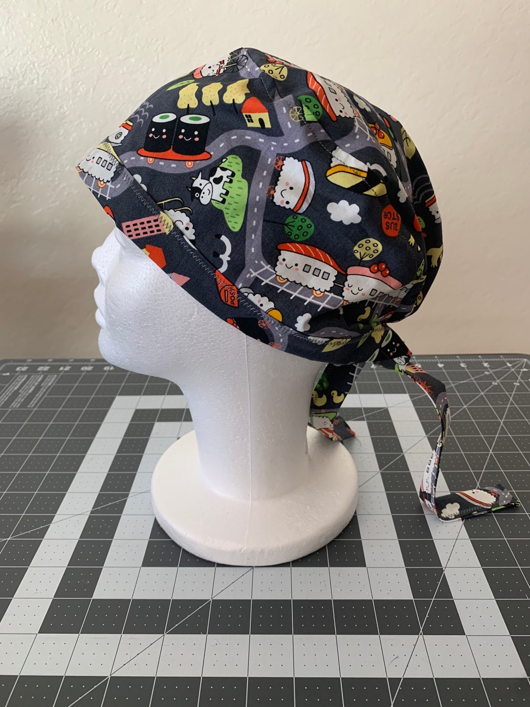 Sushi Scrub Cap, Kawaii Surgical Cap With Optional Buttons, Womens ...