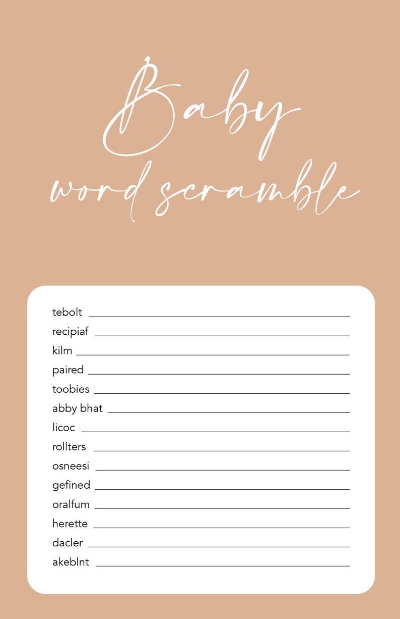 Printable Baby Shower Games - Blush - Etsy