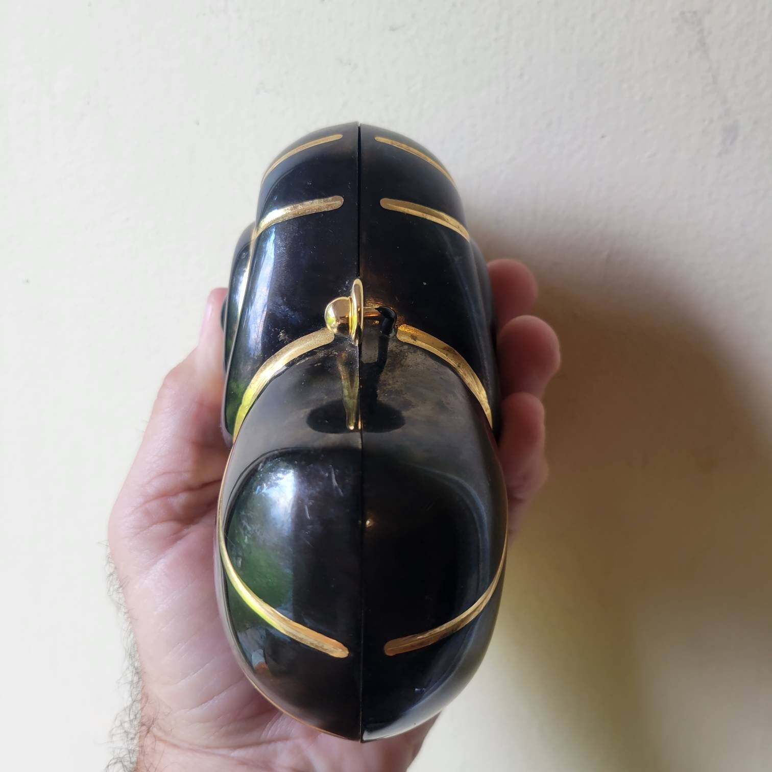 Vintage Designer Non-no Nautilus Shell Shape Purse Handbag Black and ...