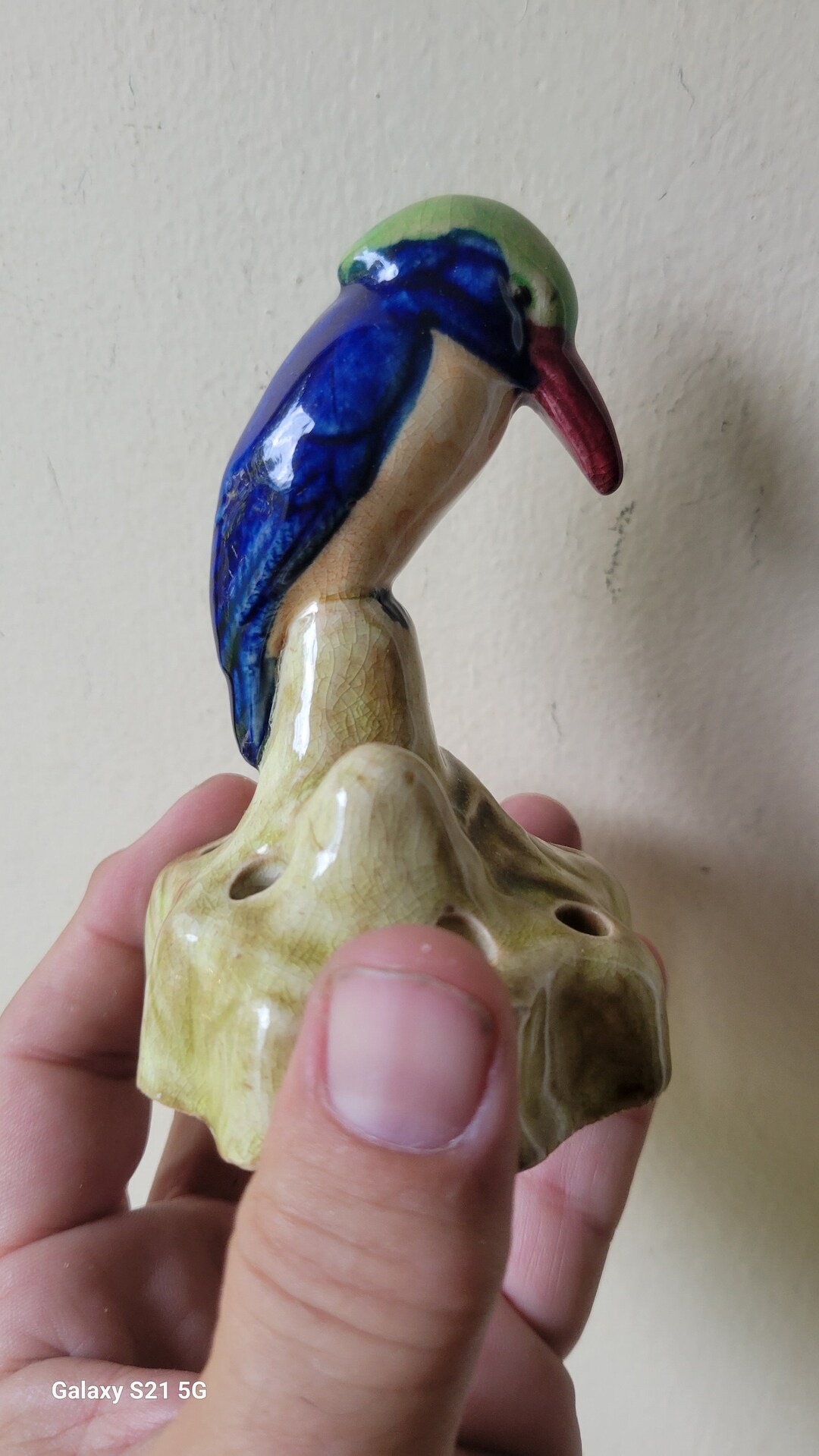 Antique Vintage Kingfisher Bird Flower Frog Flower Holder Made in Japan ...