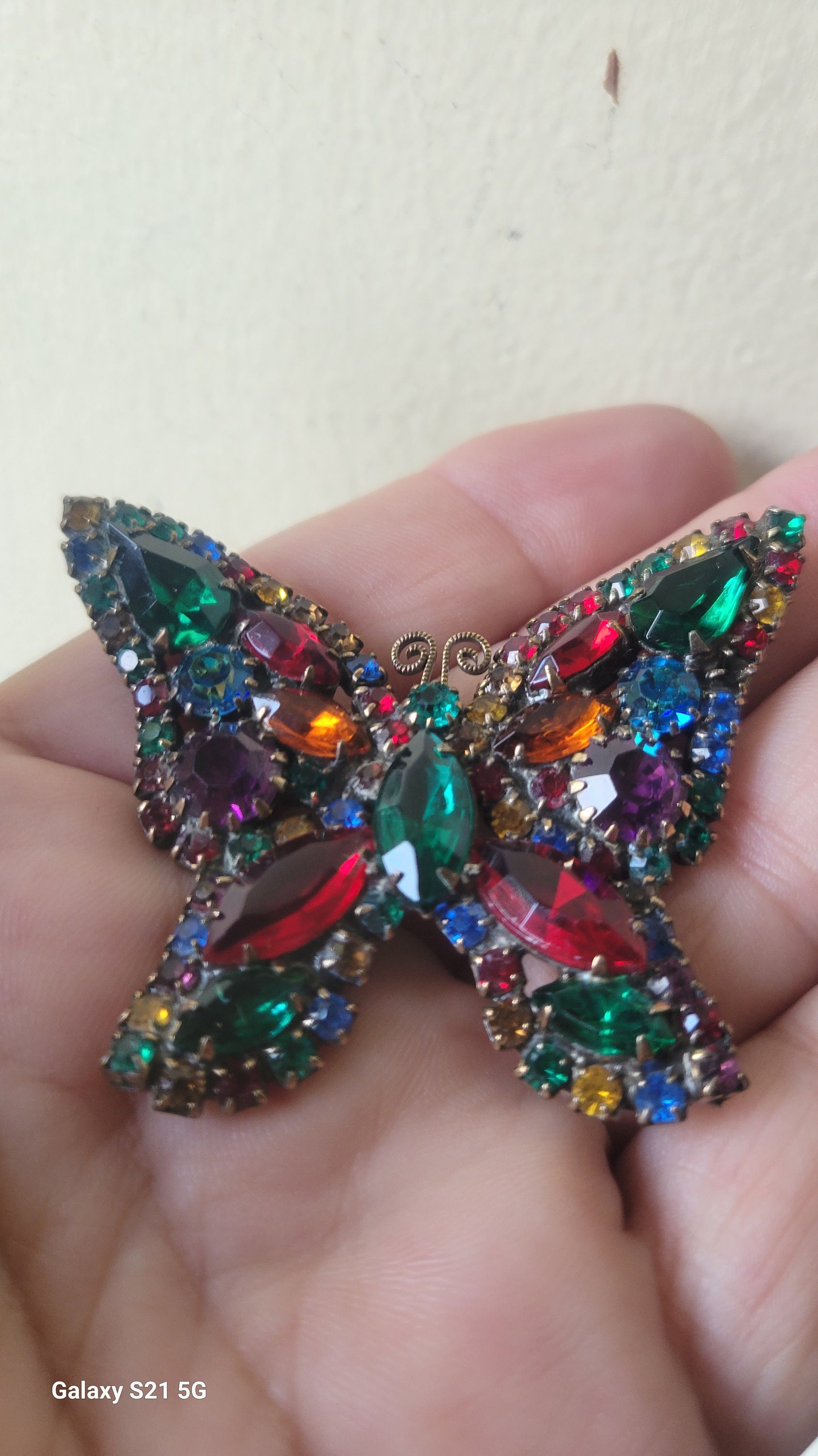 Vintage Weiss Butterfly Pin Brooch Multicolor Faceted Stones Signed ...