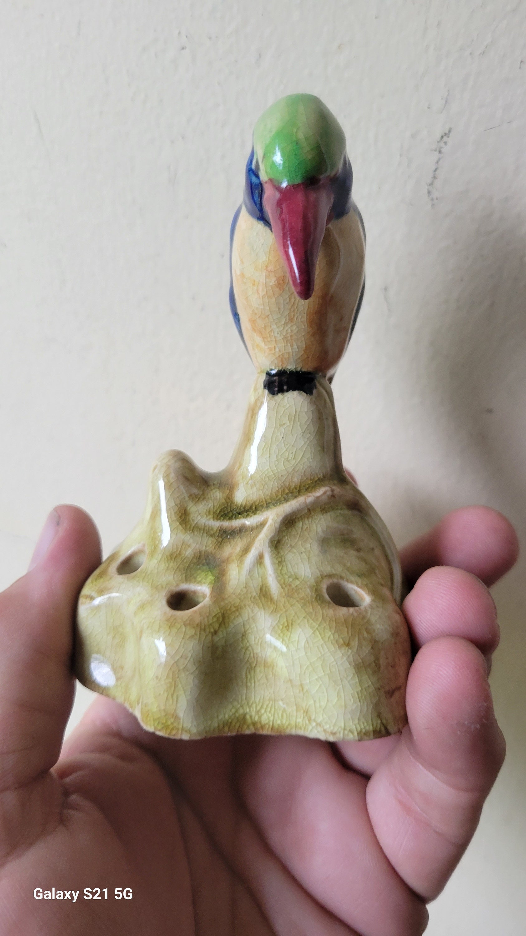 Antique Vintage Kingfisher Bird Flower Frog Flower Holder Made in Japan ...