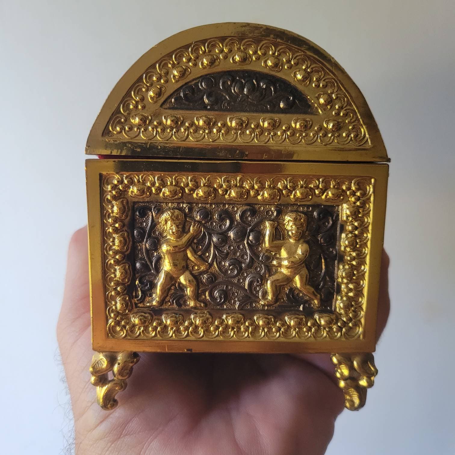 Vintage Cherub Putti Ornate Brass Gilt Casket Music Box Gorgeous ...