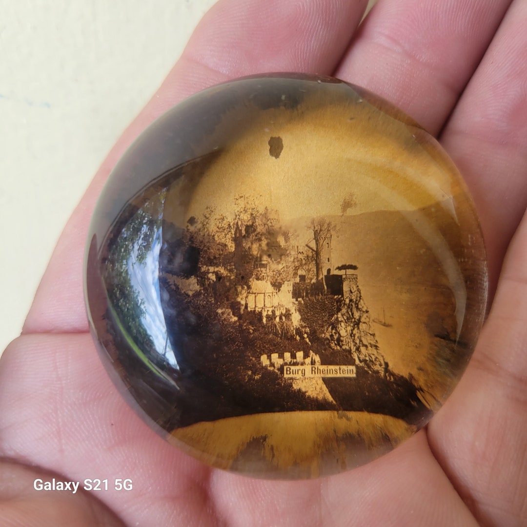 Antique Victorian Glass Paperweight Burg Rheinstein Castle Germany - Etsy