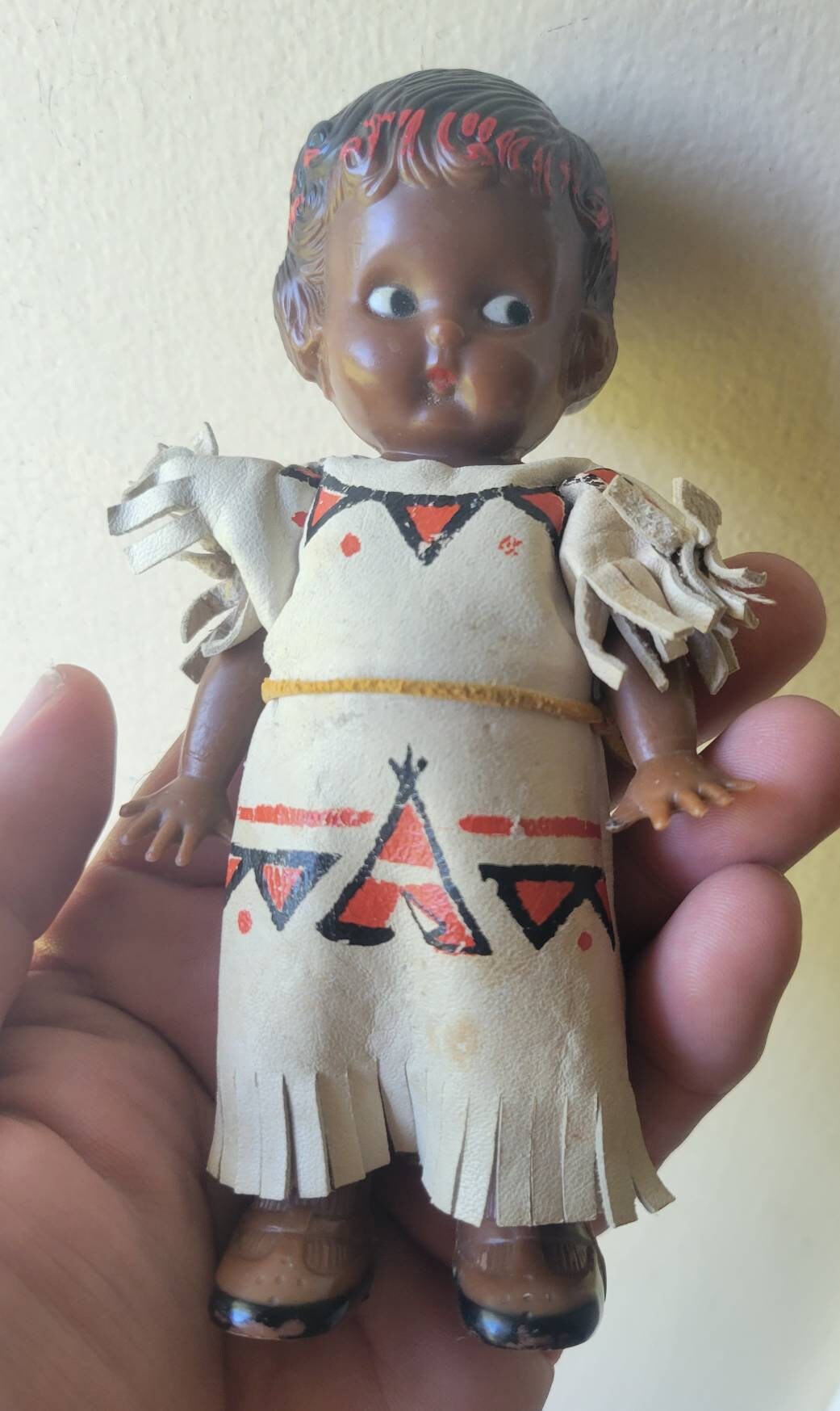 Vintage Knickerbocker Indian Girl Doll With Original Native American ...