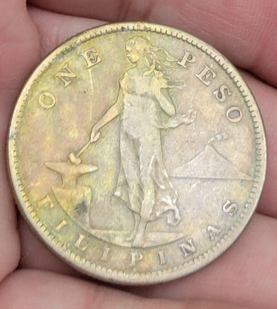 Antique US 1907 S Filipinas Silver Peso Coin Philippines Produced at ...