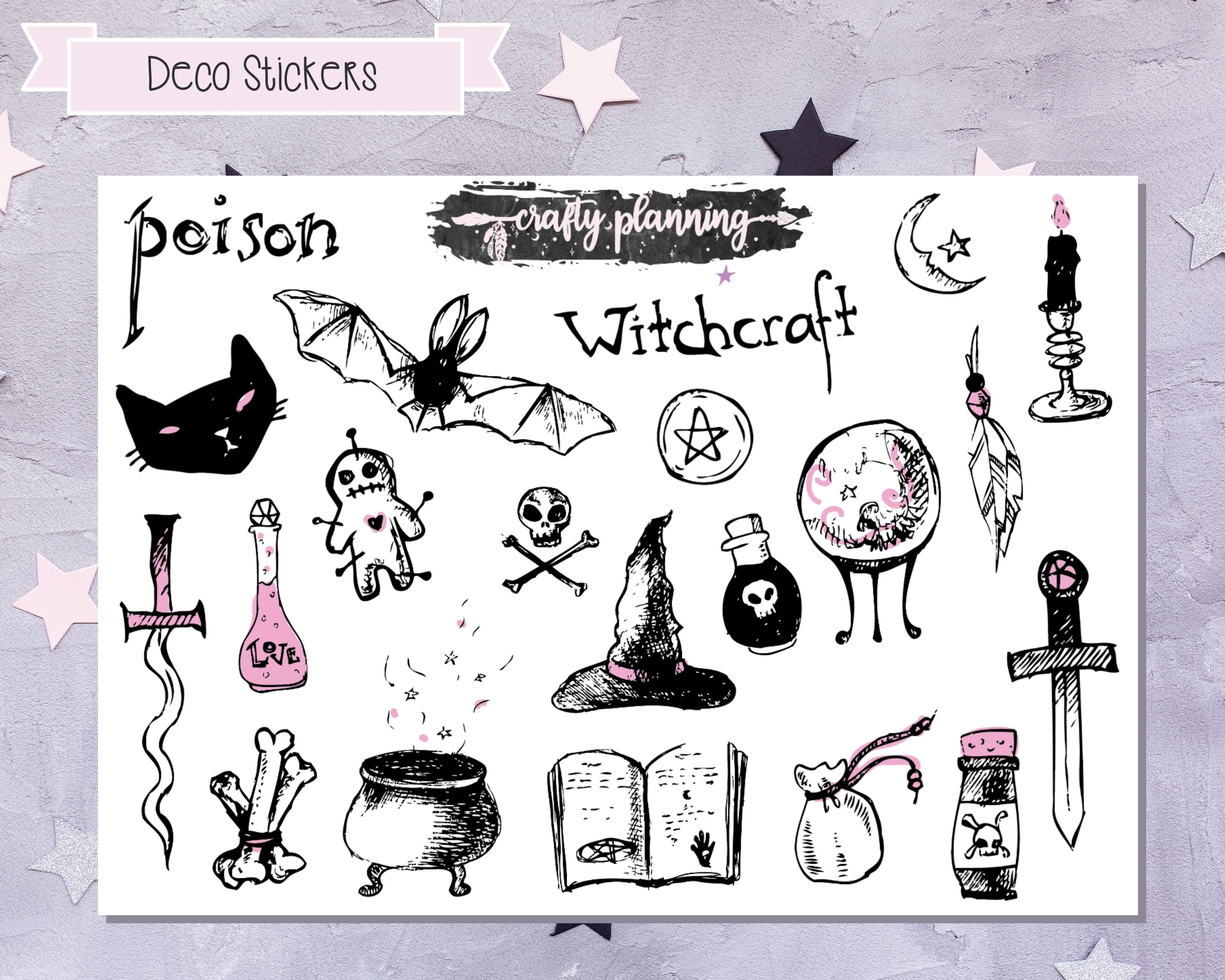 Witchy stickers Digital Prints Prints Art & Collectibles etna.com.pe