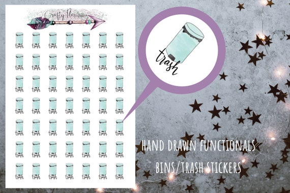 Bin Stickers Trash Stickers Empty Bins Stickers Hand Drawn | Etsy