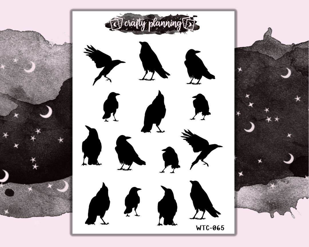 Crow Sticker Sheet Planner Stickers Witchy Stickers - Etsy
