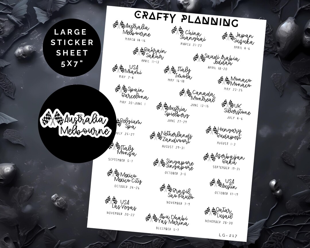 Formula One Stickers, F1 Stickers, Racing Sticker, Grand Prix Stickers ...