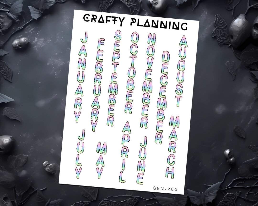 Vertical Month Stickers, Rainbow Stickers, Planner Stickers, Bujo ...