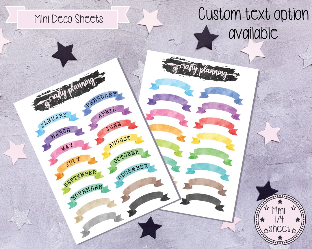 Ribbon Banner Stickers, Header Stickers, Month Headers, Bujo Stickers ...